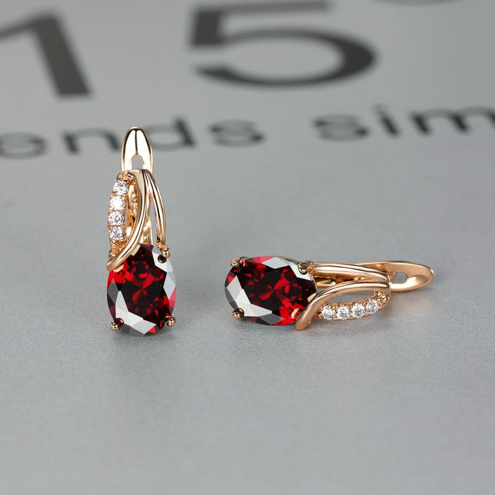 Buy Exquisite Gold Color Pink Purple Stone Clip on Earrings Woman ...