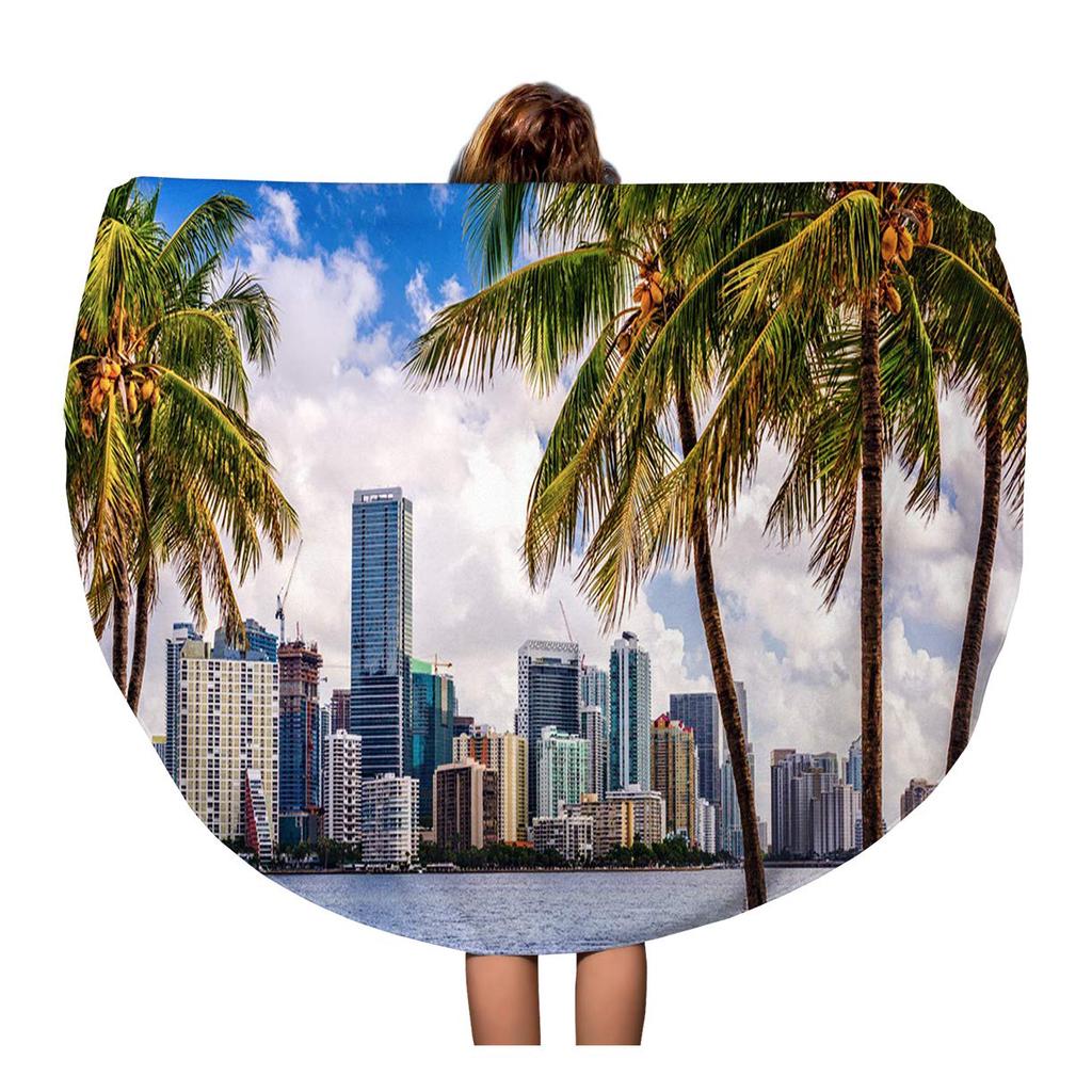 Buy 60inch/150cm Round Beach Towel Blanket Beach Miami Florida USA ...