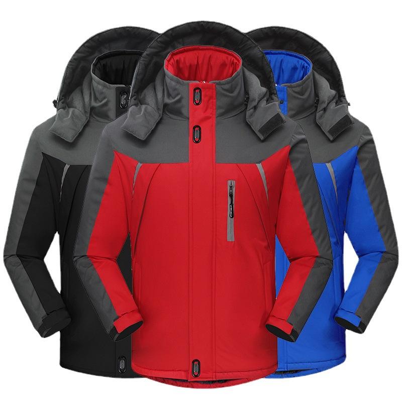 Buy Plus Fleece Jacket Men's Waterproof Windproof Warm Cotton Jacket ...