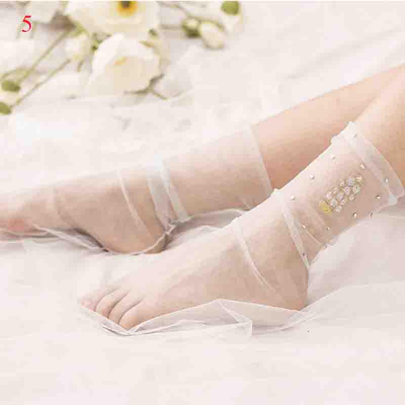 Buy Clear Fresh Air Net Yarn Stack Socks Women Breathable Transparent ...