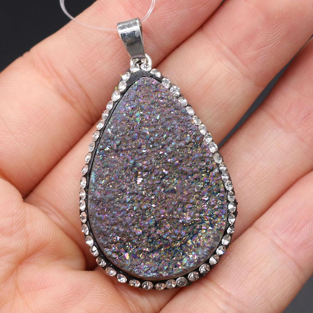 Buy Natural stone pendant drop-shaped crystalline germ drilled charms ...