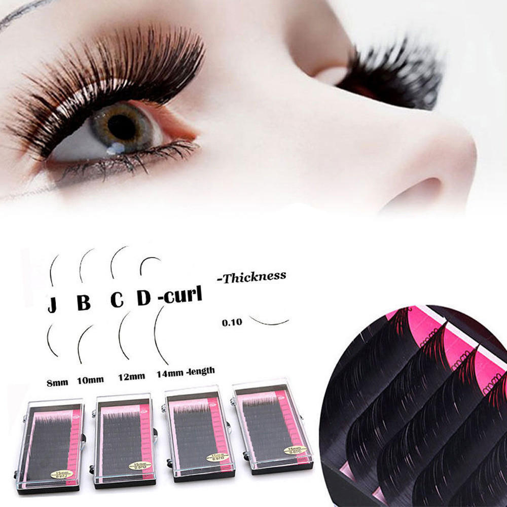 Mink Black Lashes Tray Lash Extension Pro Curl B C D Set Individual ...