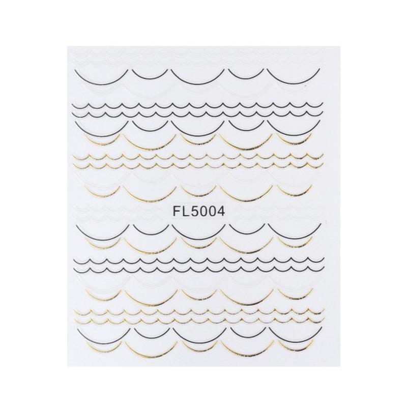 Buy 1pcs Gold White Nail Art Stickers 3D Curve Stripe Design Adhesive ...
