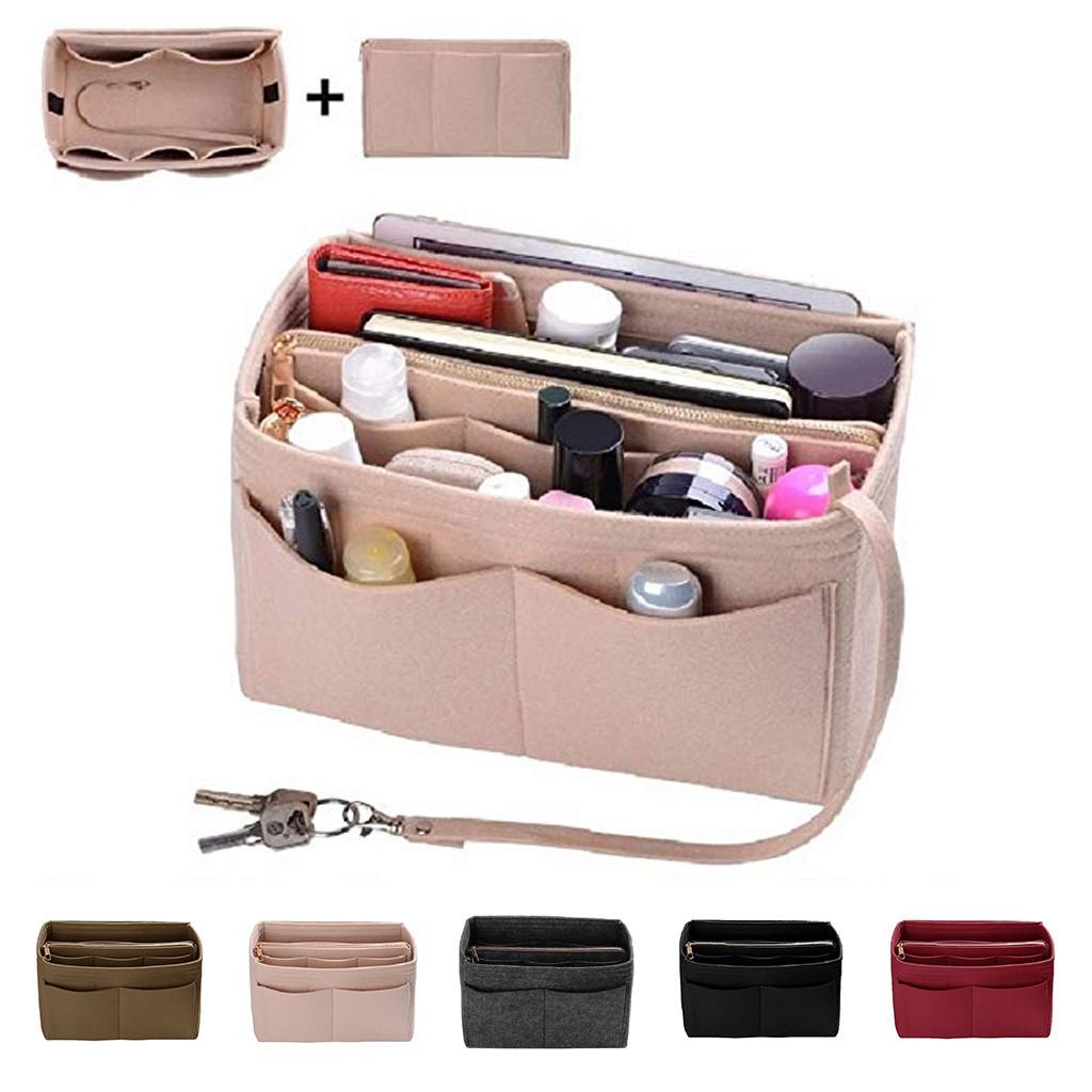 Buy Felt Insert Bag Zipper Multi Pocket Handbag Purse Organizer Holder ...