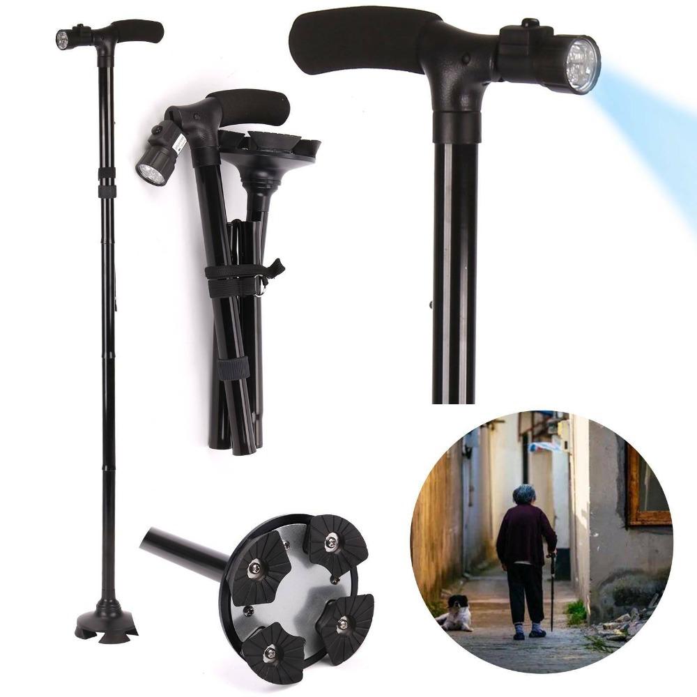With LED Light Walking Trekking Stick Telescopic Walking Canes ...
