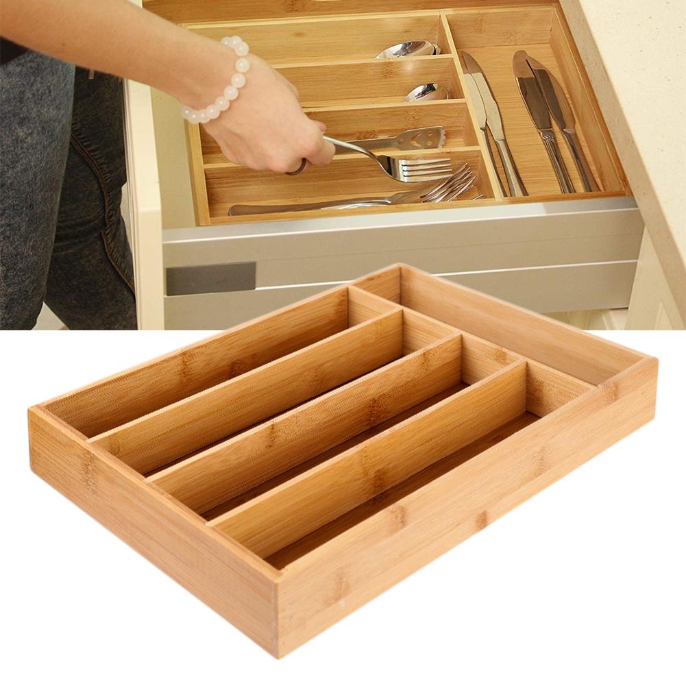 Buy 5-Grid Kitchen Cutlery Storage Box Expandable Cutlery Cutlery Tray ...