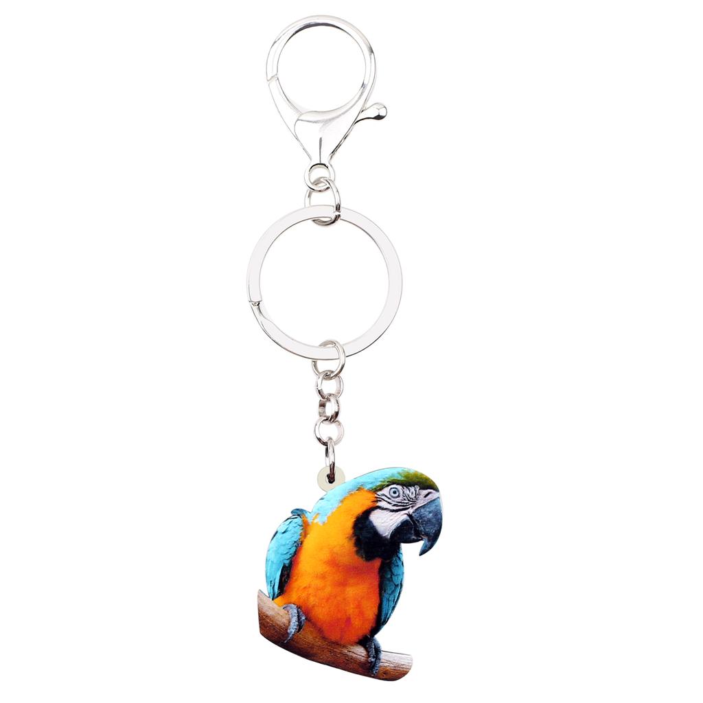 Buy Acrylic Blue-and-Yellow Macaw Parrot Bird Key Chains Ring Tropic ...