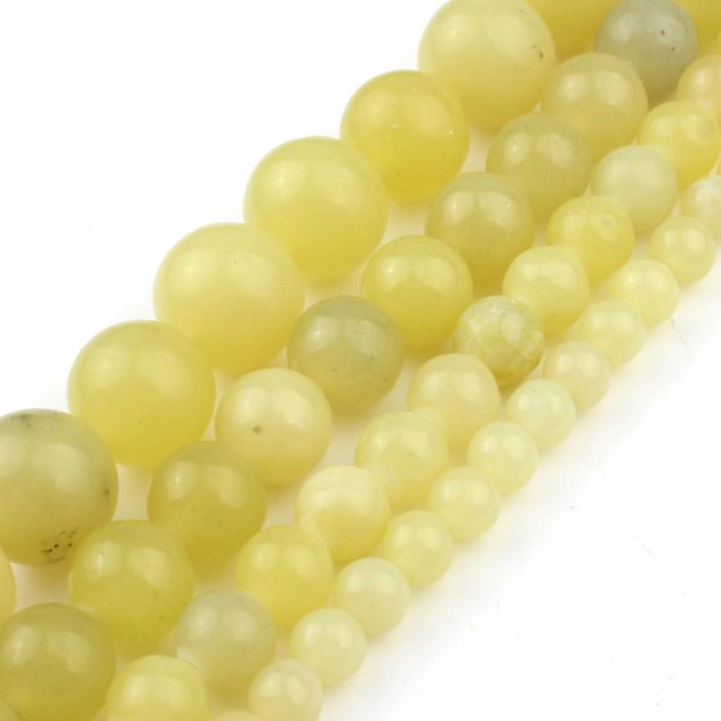 Buy Wholesale Natural Stone Smooth Lemon Yellow Jades Loose Round Beads ...