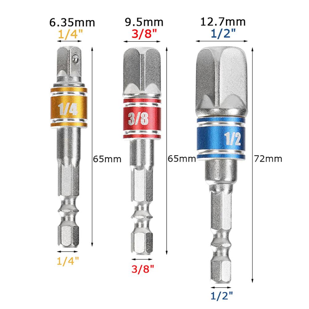 Buy 3pcs/set Drill Bar Socket Adapter Extension Impact Drill Hexagonal ...