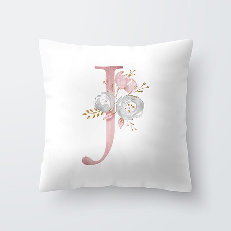 Cheap 26 Letters Pillow Cover Pink and White Letter Pillowcase Sofa ...