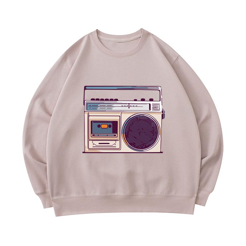 Kaufe Men's 300 GSM 100% Cotton Sweatshirt Retro Radio Boombox Print ...