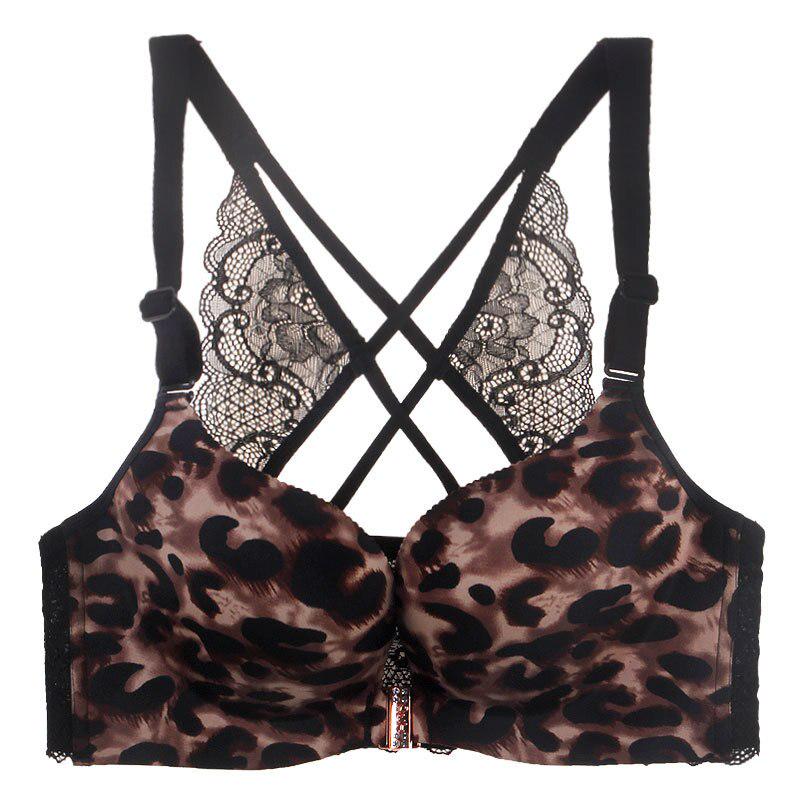 Buy Front Closure Bra Women Wireless Leopard Push Up Bralette Thin Cup ...