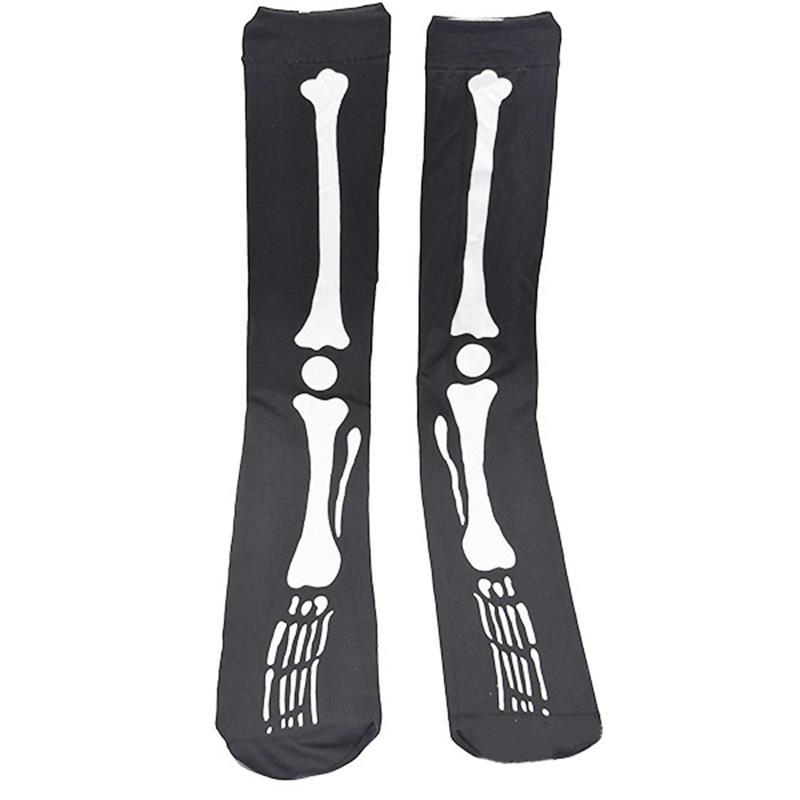 Buy 1 Pair Halloween Skeleton Socks Scary Skeleton Bone Print Socks ...