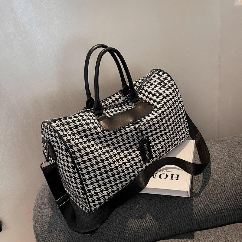 Cheap Large Houndstooth Women's Travel Bag Organizer Sports Gym Bag ...