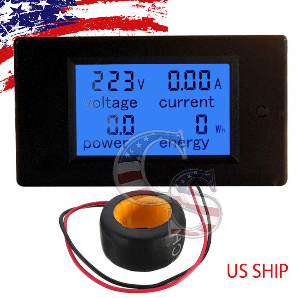 Buy 100A AC LCD Panel Digital Power Watt Meter Monitor Voltage KWh ...