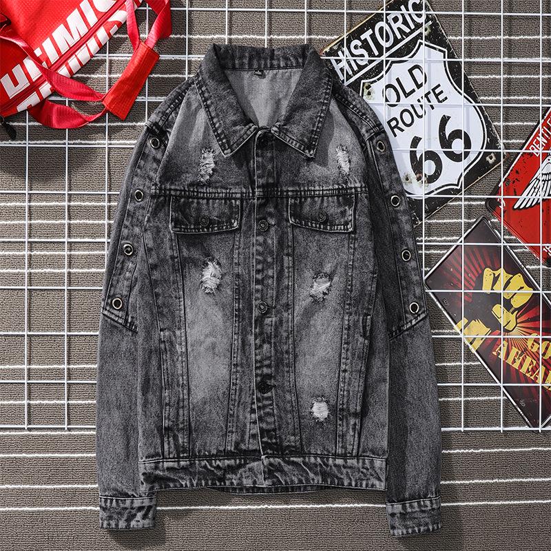 Men's Fashion Autumn Denim Jacket Mens Loose Cowboy Jackets Coat uygun ...
