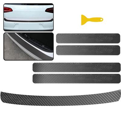 5pcs Car Stickers 3D Carbon Fiber Door Sill+Rear Bumper Anti Scratch ...