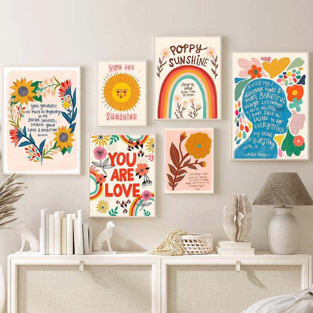 Buy Inspirational Quote Art Posters Boho Nursery Color Canvas Painting ...