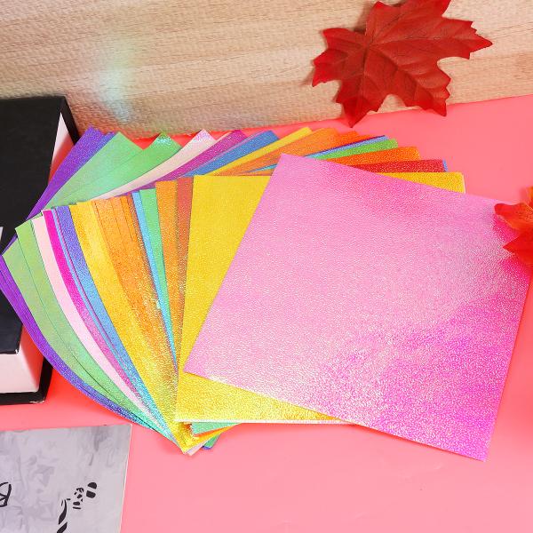 50 pcs Iridescent Paper Square DIY Handcraft Colorful Paper Folding ...
