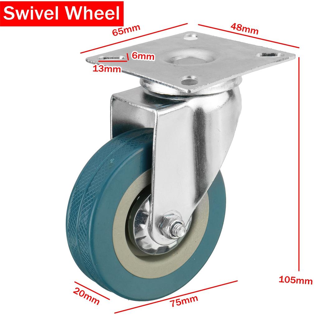 Goedkope 4PCS 3" 75Mm Heavy Duty Fixed/Swivel/Brake Caster Castor ...