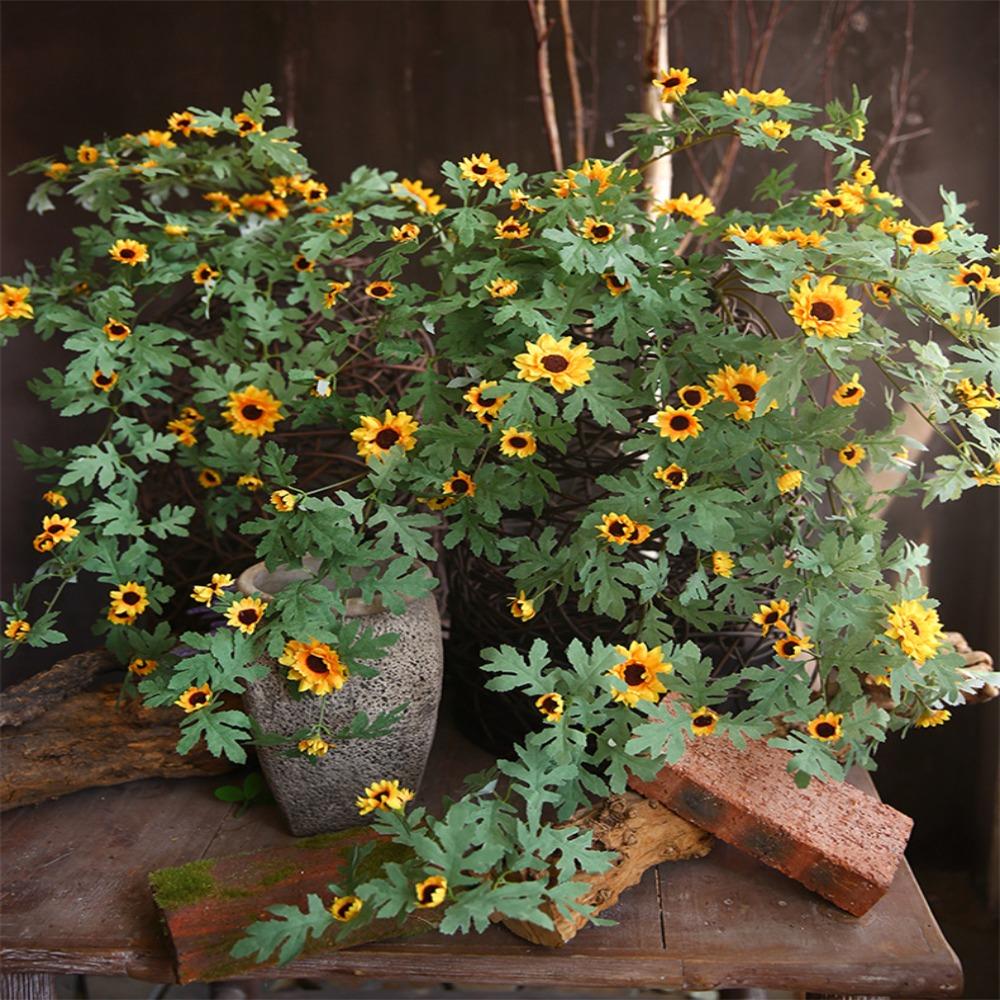 Buy Wedding Ornament Artificial Sunflower Rattan Silk Leaves Vine ...