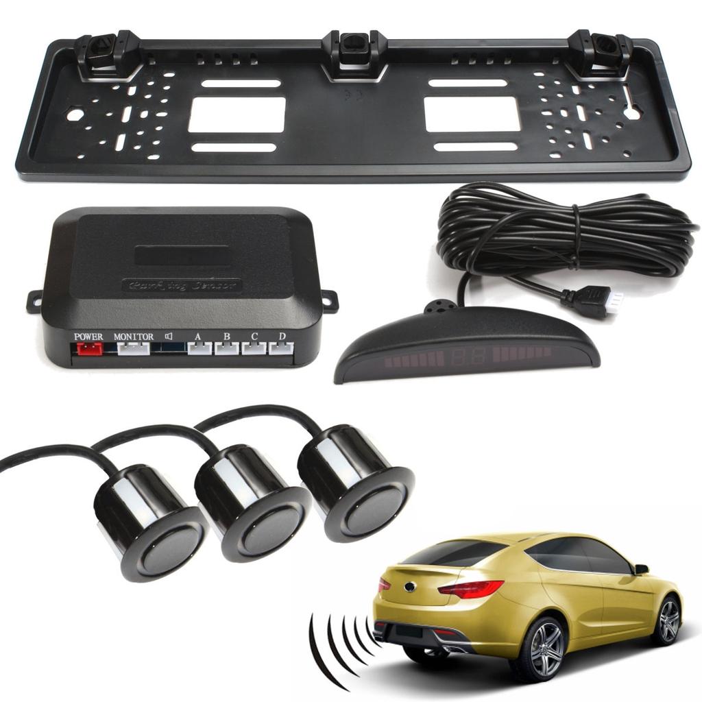 Buy License Number Plate Frame + 3 Reversing Reverse Parking Sensor ...