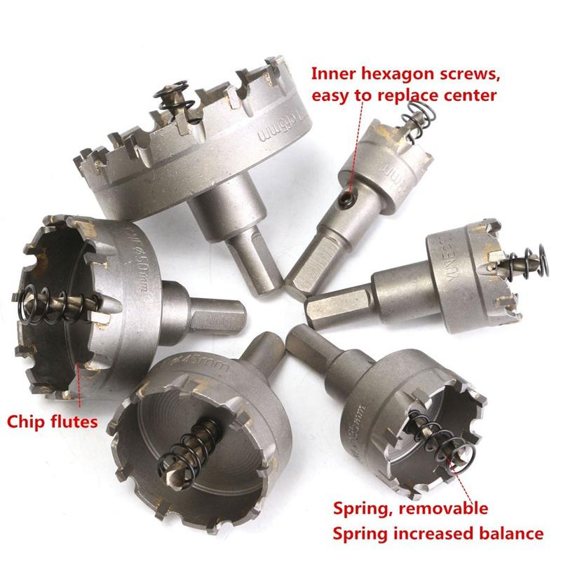 Buy 6Pcs HSS Hole Saw Set Carbide Tip TCT Drill Bit Hole Saw For Metal Alloy Stainless Steel ...