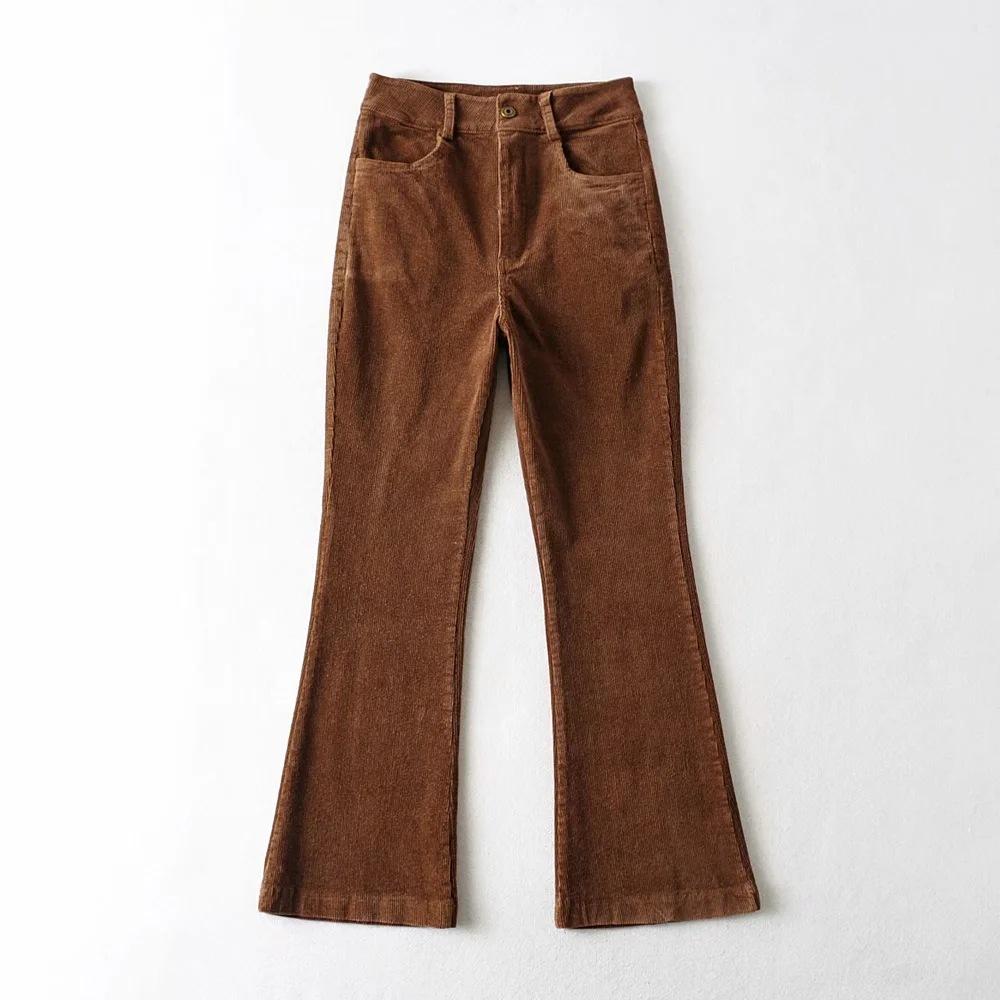 Buy High Waist Corduroy Pants Fashion Women's Solid Color Pants Slim ...