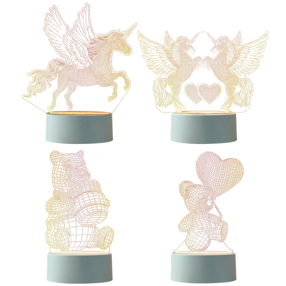 Buy 3D Acrylic USB Table Bedside Lamp Fairy Home Room Decor LED Night ...