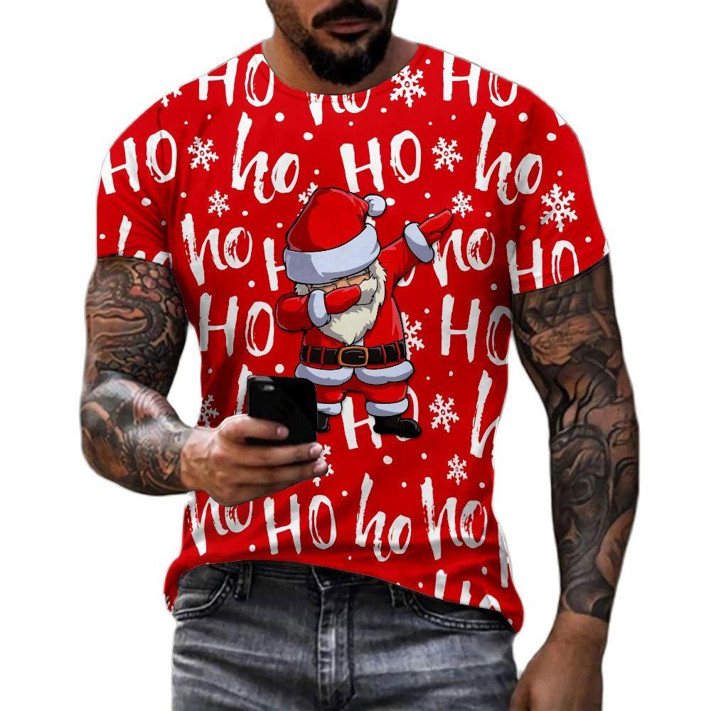 Buy New Christmas T-shirt For Men 3d Santa Funny Short Sleeve Tops Men ...