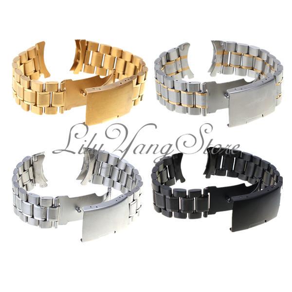 18/20/22mm Solid Stainless Steel Watch Bands Curved End Watches Strap ...