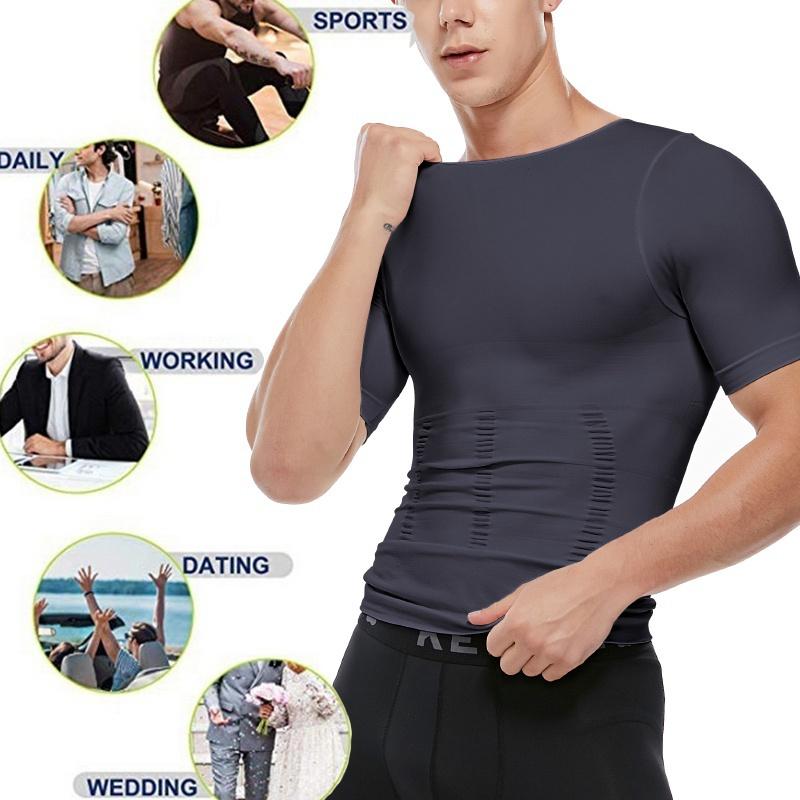 Buy Mens Compression Shirt Slimming Body Shaper Shaping Vest Seamless ...