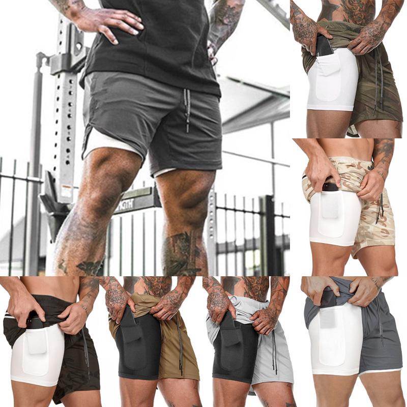 Buy Men with Built-in Pocket Training Sports Shorts Quick Drying ...