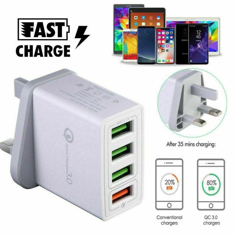 Buy 4 Multi-Port Fast Quick Charge QC 3.0 USB Hub Wall Charger Adapter ...