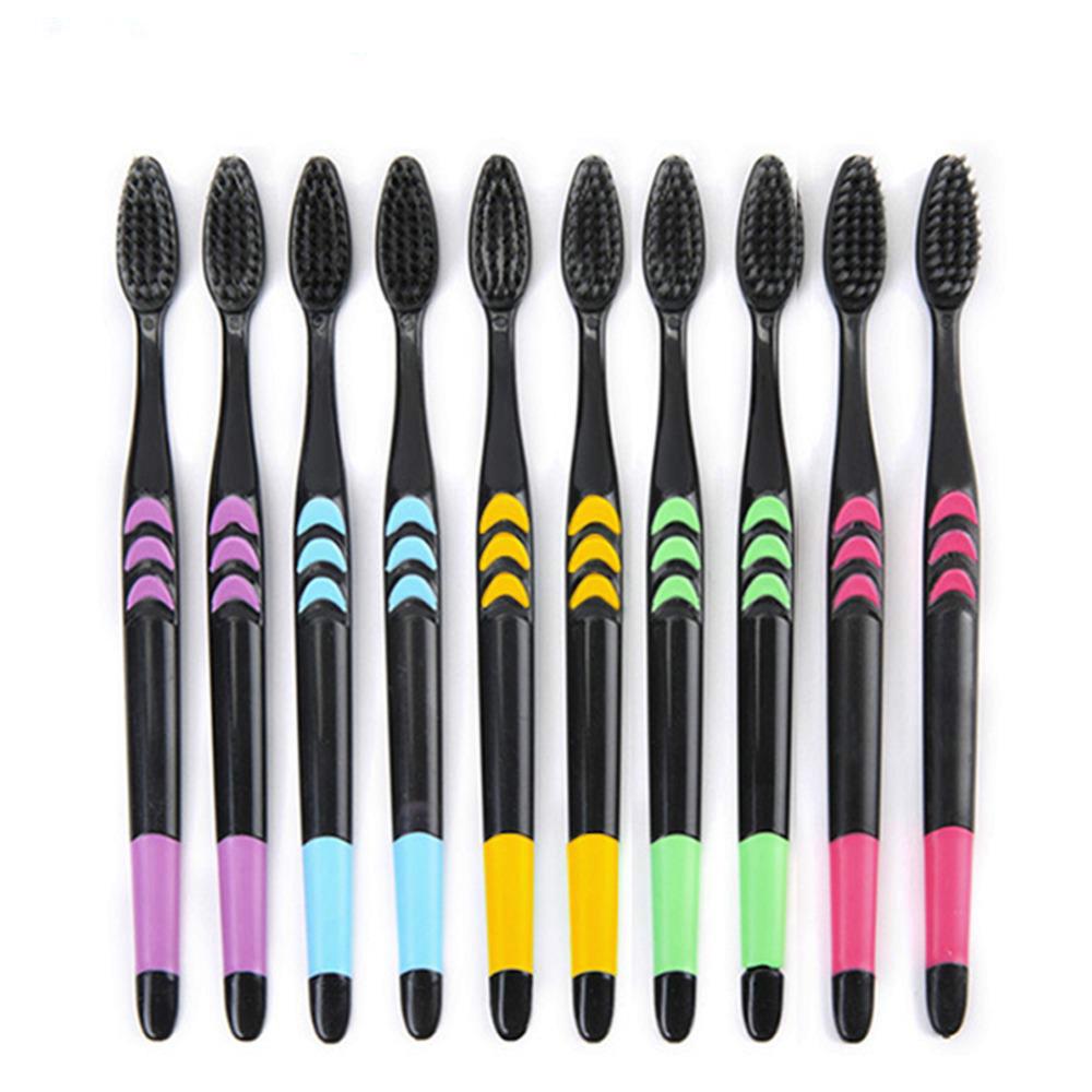 Buy 10Pcs Toothbrush Double Ultra Soft Toothbrush Bamboo Charcoal Nano ...