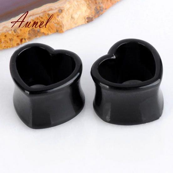 Buy Fantastic 1 Pair Punk Acrylic Hollow Heart Double Flared Ear ...