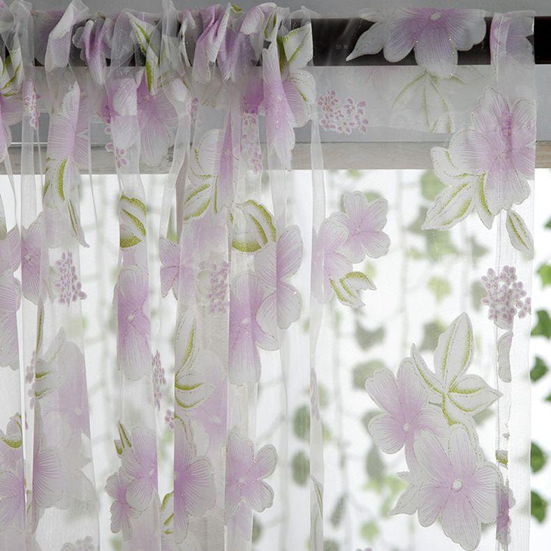 Buy Vines Leaves Tulle Door Window Curtain Net Curtains Slot Top Plain ...