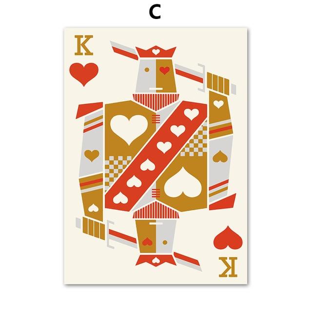 Poker Cards Jack King Queen Of Hearts JQK Wall Art Canvas Painting ...