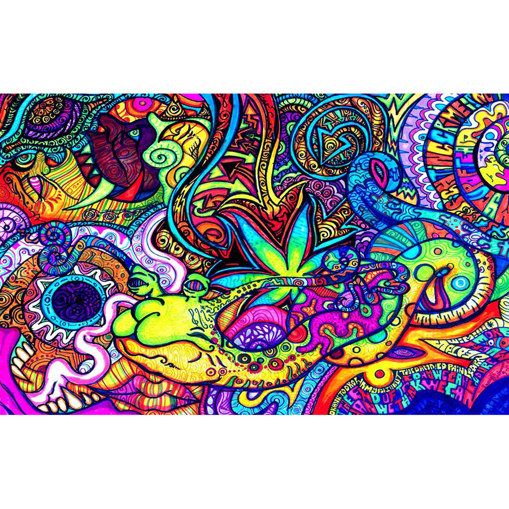 Buy Psychedelic Trippy Art Fabric Cloth Rolled Wall Poster Print 39x24 ...