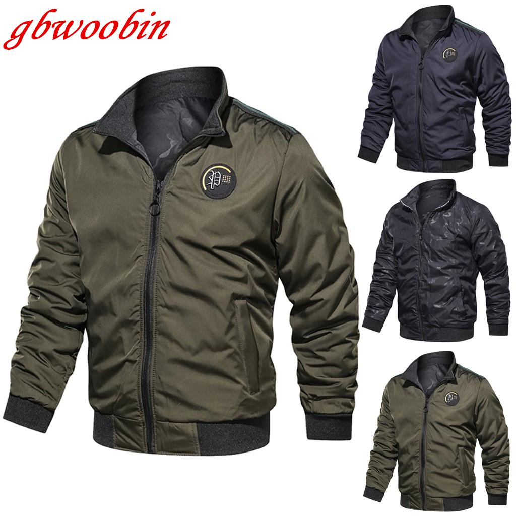 Buy Men's Autumn Winter Coat,Casual Pure Color Two-sided Wear ...