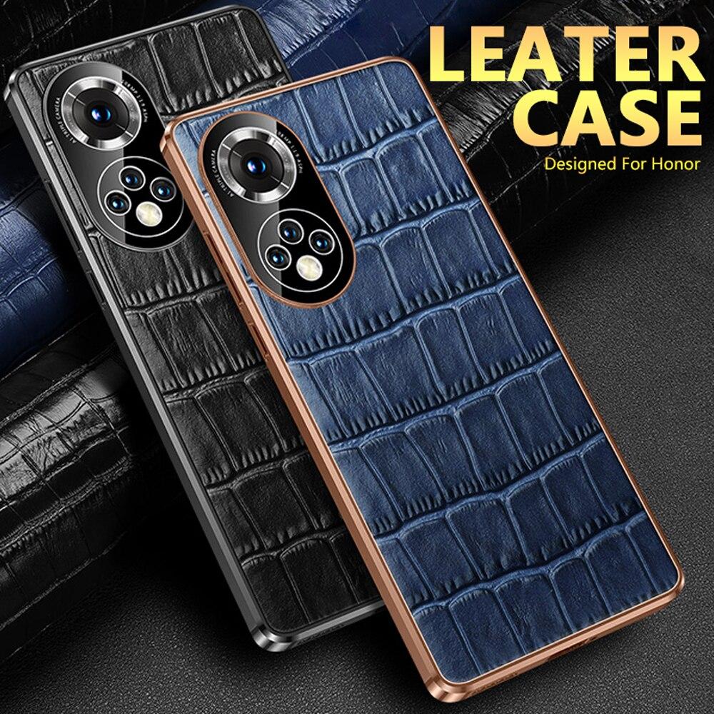 Buy Genuine Leather Shockproof Phone Case for Honor 60 50 Pro Cowhide ...