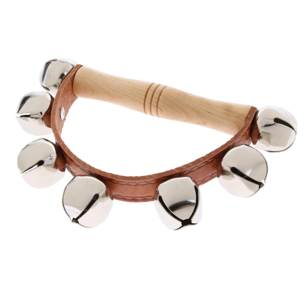 Buy Wooden Handle Bell Shaker Sleigh Bells with Strap Shaking ...