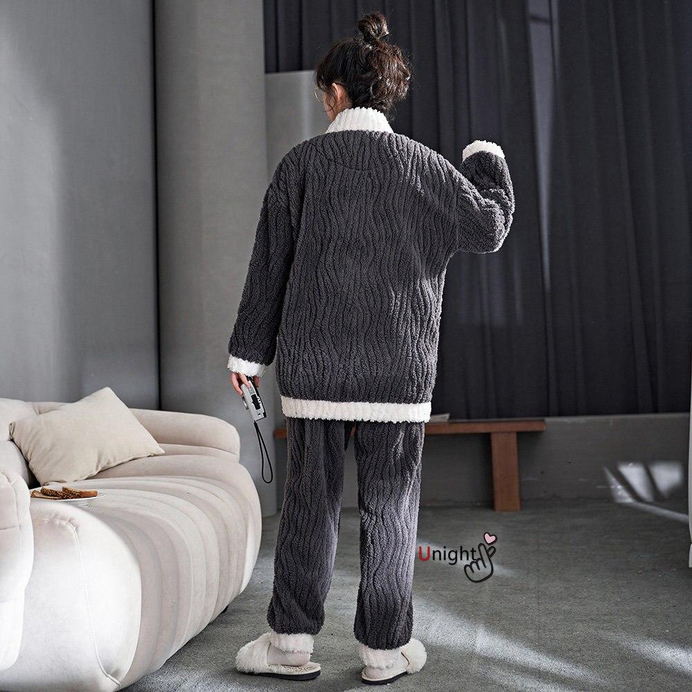 Satın Alın Women Winter Thick Warm Flannel Pajama Set Coral Velvet