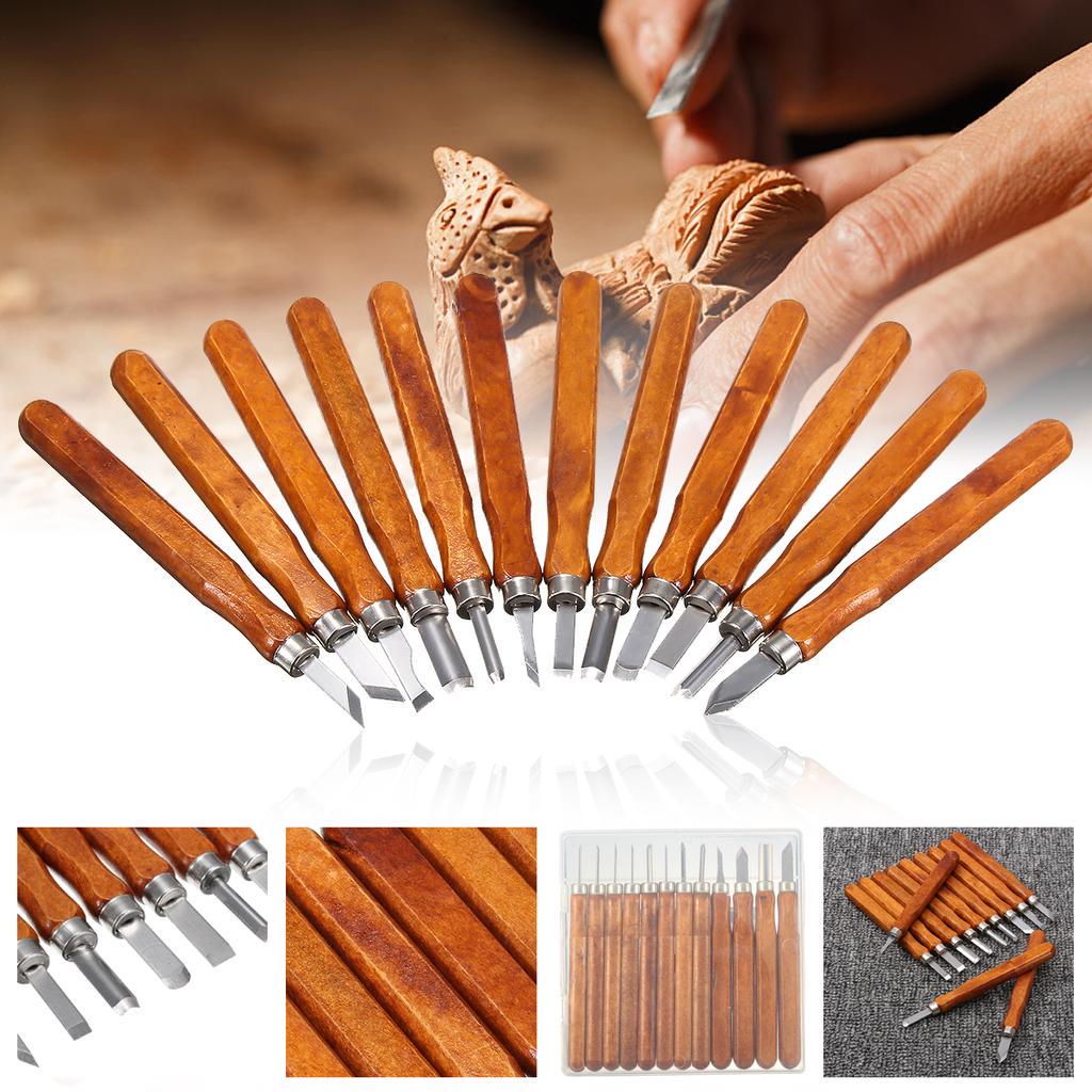 3/4/5/10/12 PCS Wood Carving Knives Sculpture Set Hand Tool Steel Wood ...