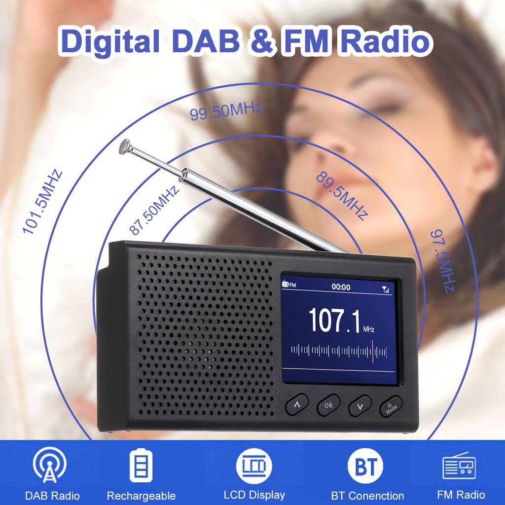 Portable DAB FM Radio Rechargeable Handheld Digital FM DAB Receiver BT ...