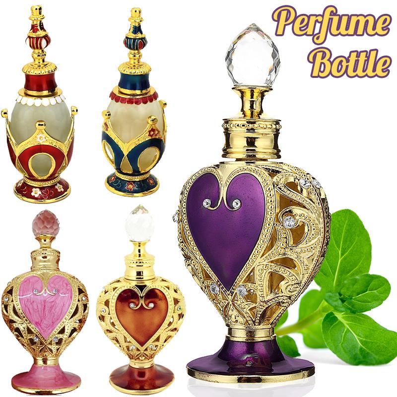 Buy 3 Color Vintage 12ml Empty Crystal Metal Purple Heart Perfume ...