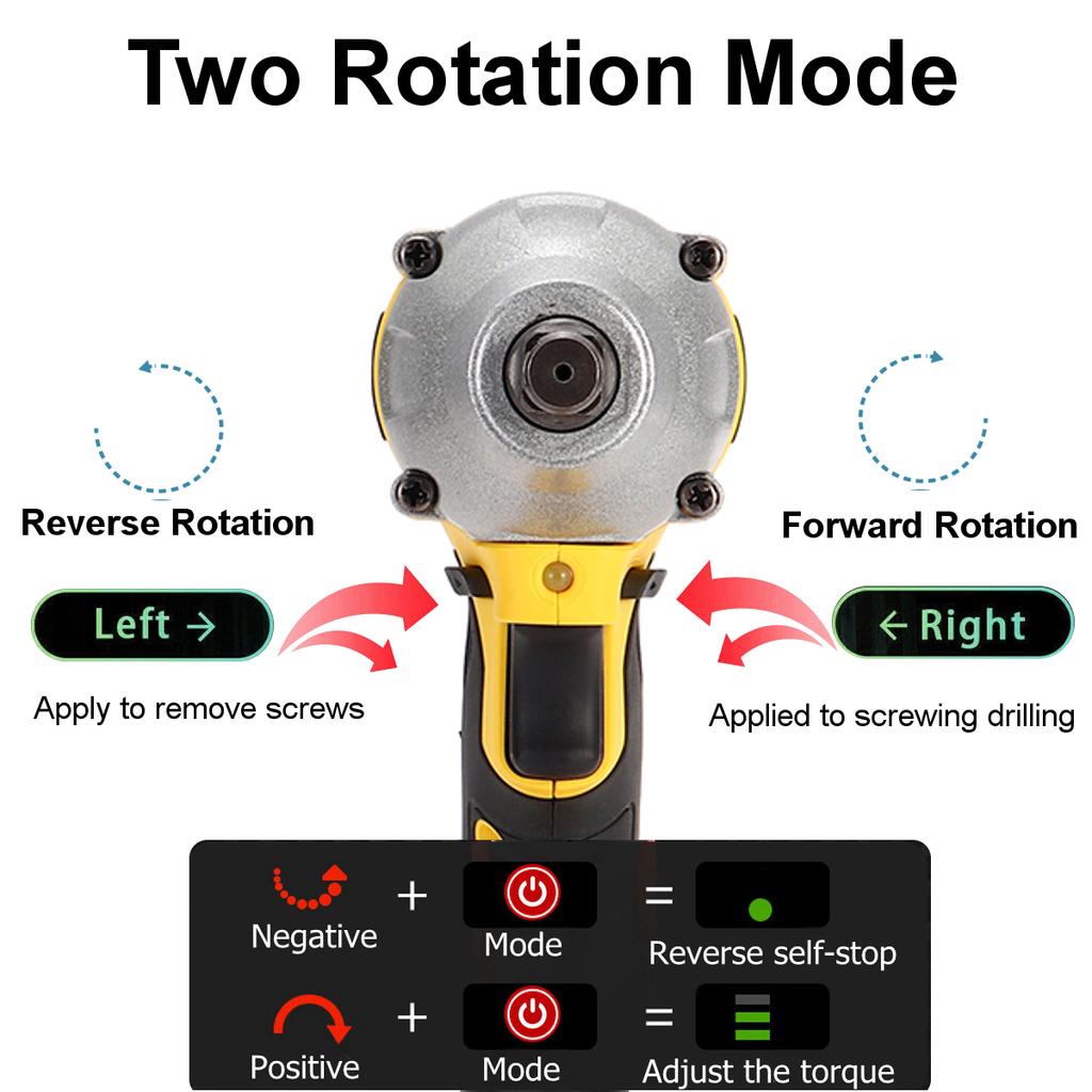 Buy 1/2'' Cordless Brushless Impact Wrench Electric Wrenc Brushless ...