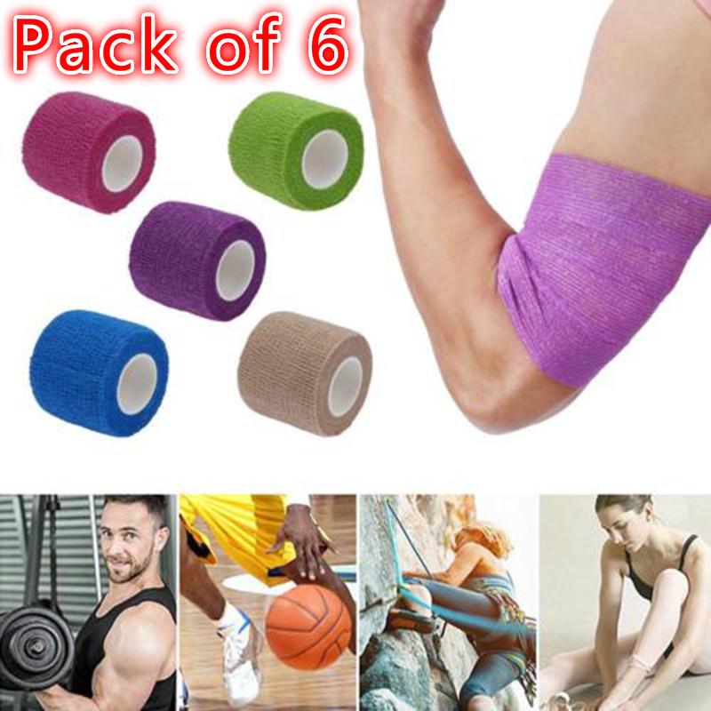 Buy 6PCS Breathable Elastic Self-adhesive First Aid Tape Stretch Sports ...