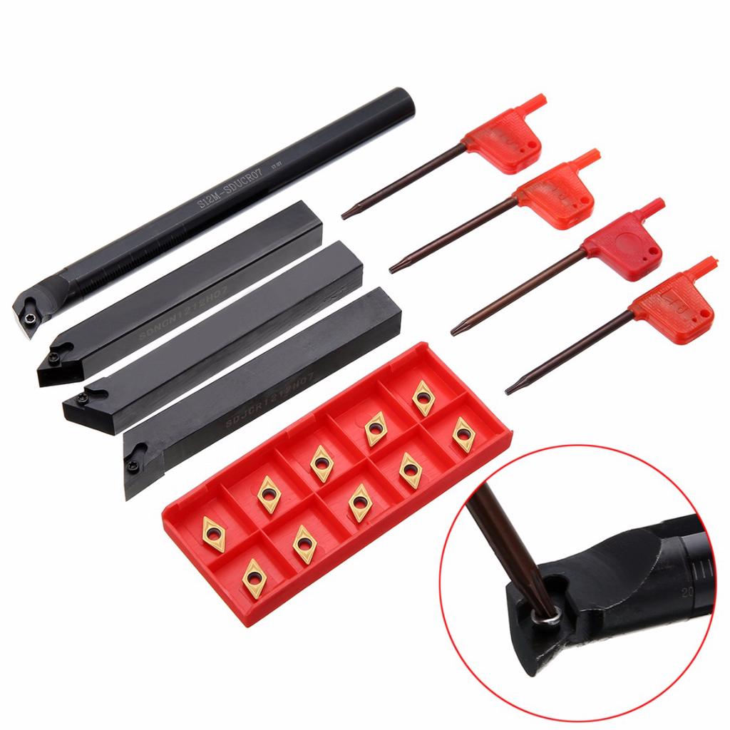 Peigu 4pcs 12mm Lathe Boring Bar Turning Tool with 10pcs Steel DCMT0702 Carbide uygun fiyatlı ...