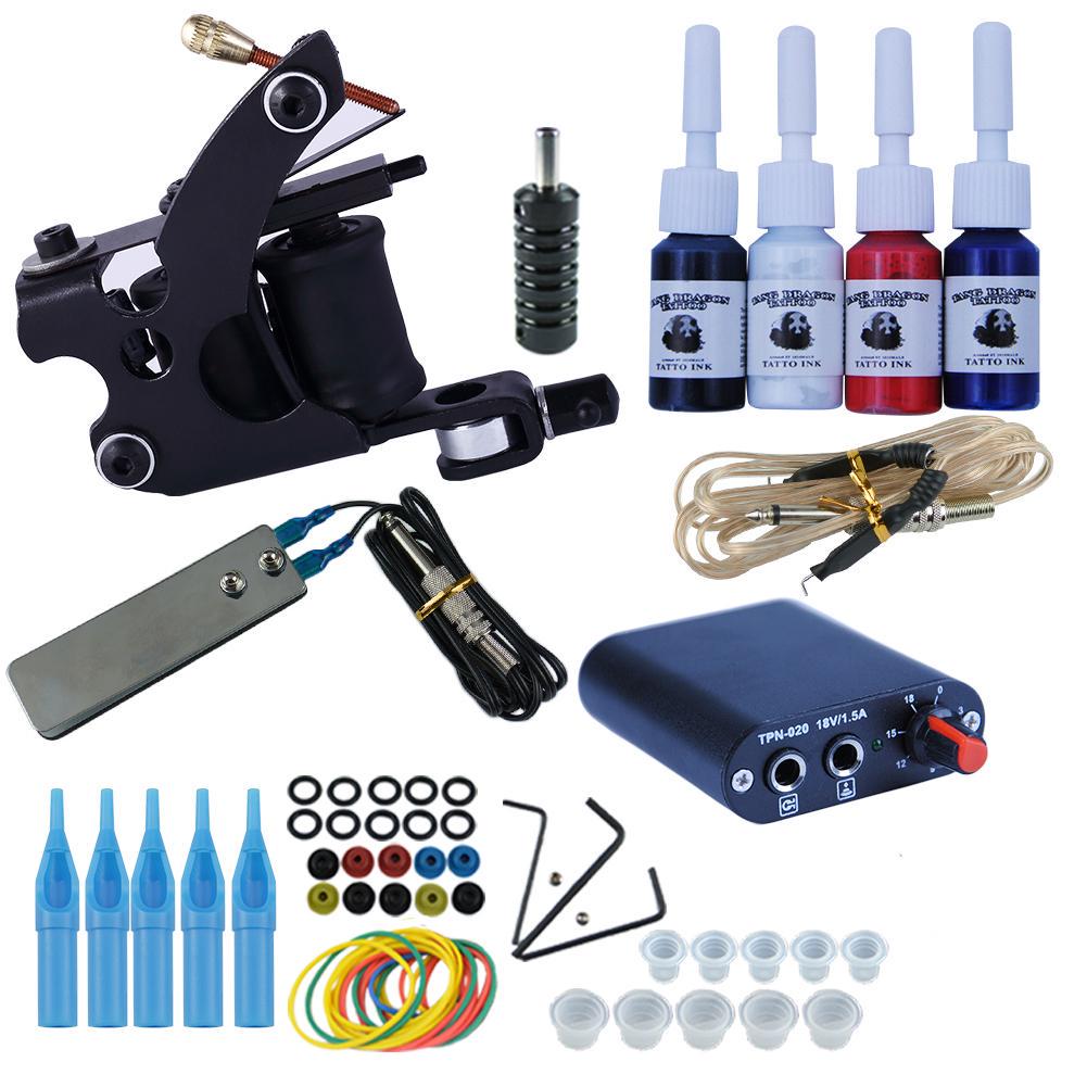Buy Full Tattoo Kit Complete Black Tattoo Machine With Power Tattoo ...